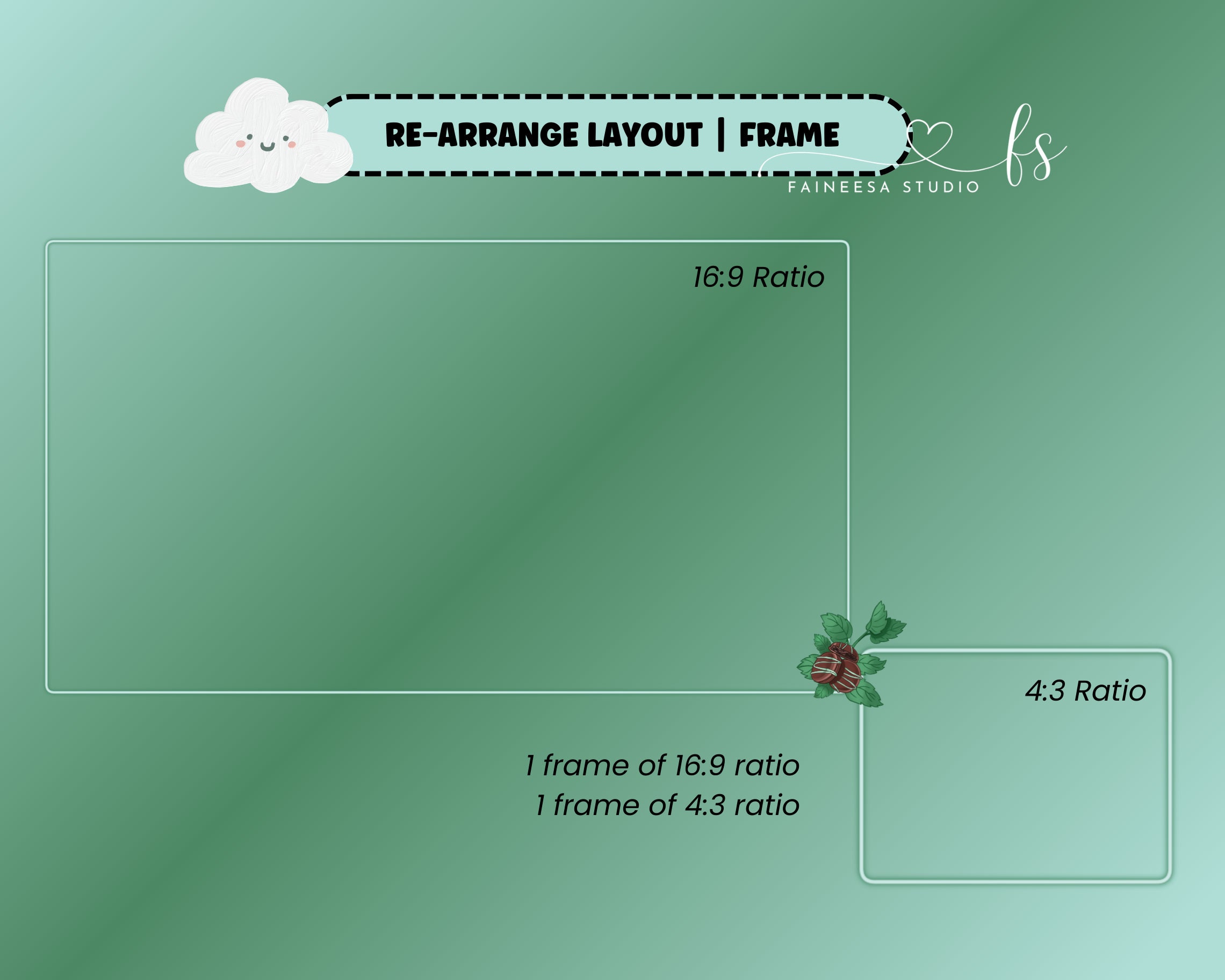 Mint Choco Animated Twitch OBS Stream Overlay Package Streamer Vtuber ...