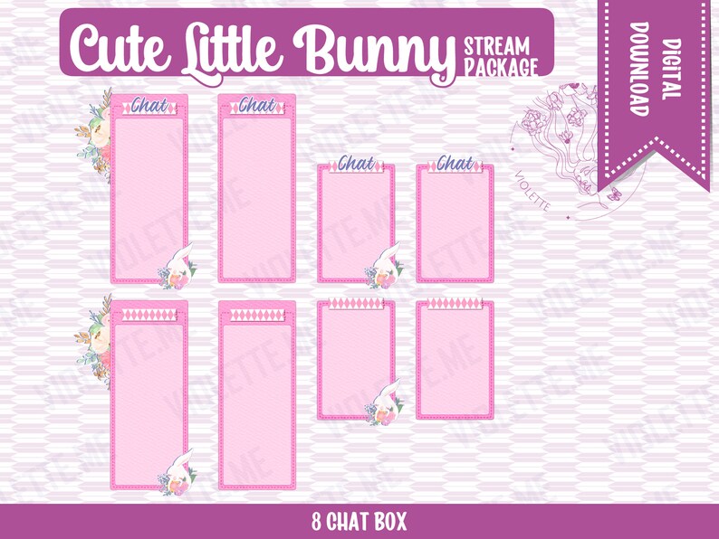 Animated Twitch Stream Overlay Package Cute Little Bunny With Flower ...