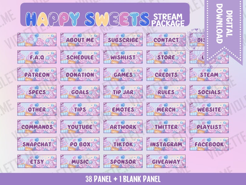 Happy Sweets | Twitch OBS Stream Overlay Package | Streamer | Vtuber ...