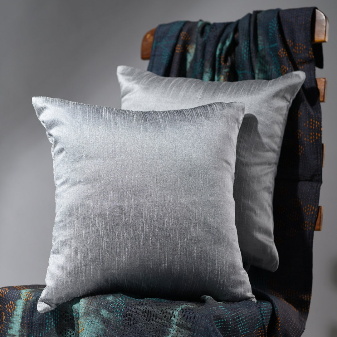 Silver Pillow Covers Set of 2, Couch Pillow Cover, Home Decor Pillow ...