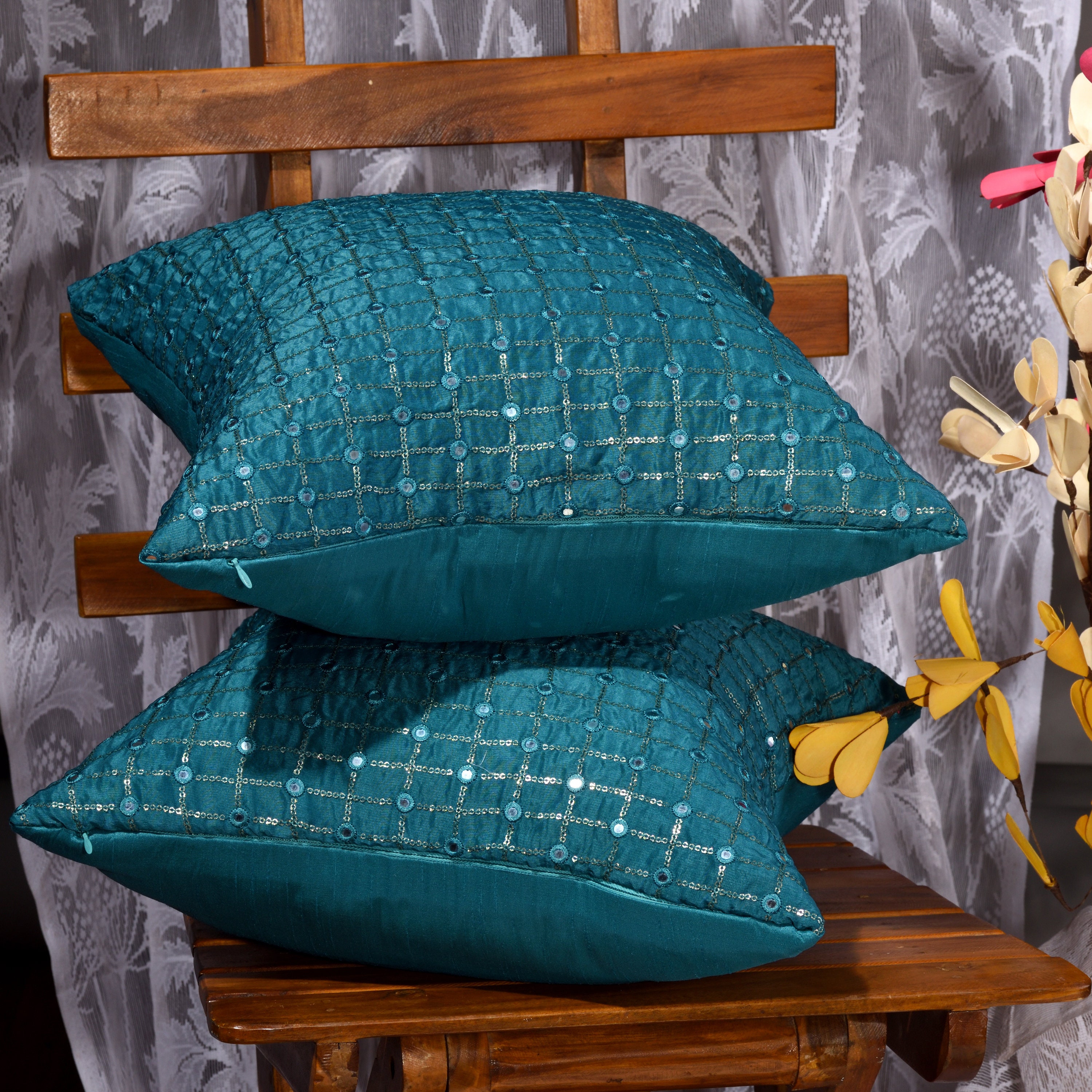 Teal Pillow Cover, Teal Decorative Pillow, Throw Pillows for Couch 2 Pc ...