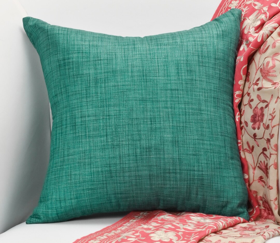 Teal Solid Pillow Cover, Handmade Cushion Cover, Teal Green Throw ...