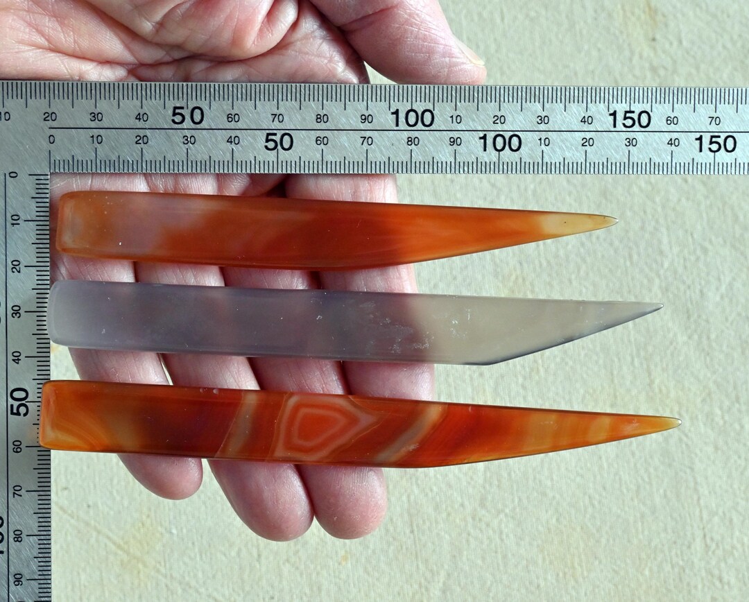Natural Agate Stone Folder Creaser Scoring Tool 12+ 13+ or 14+cm. Brown ...