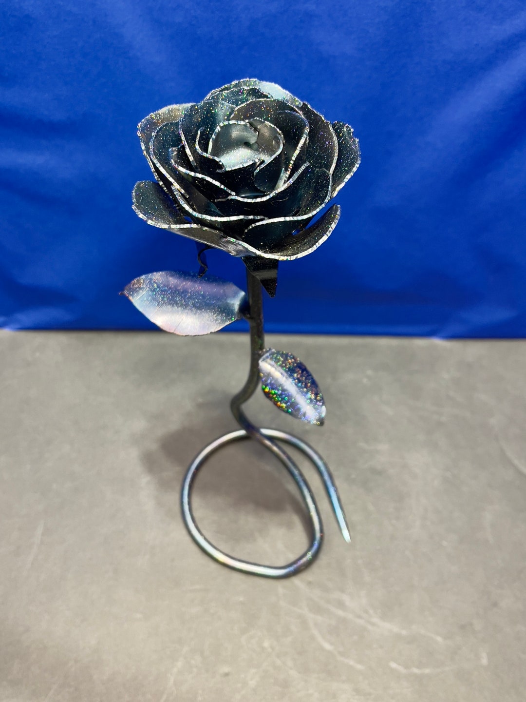 Steel Rose With Blueing and Glitter Finish - Etsy