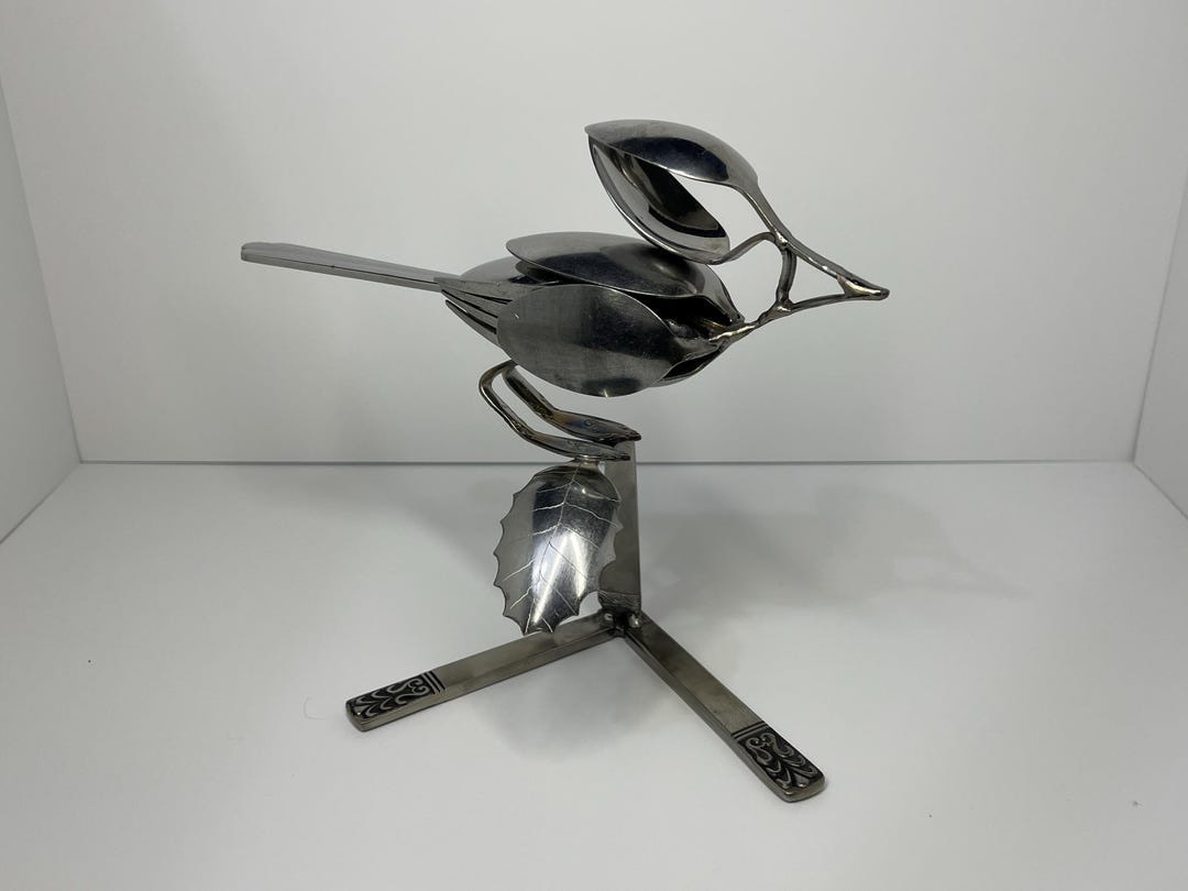 Recycled Silverware Bird Art Sculpture - Etsy