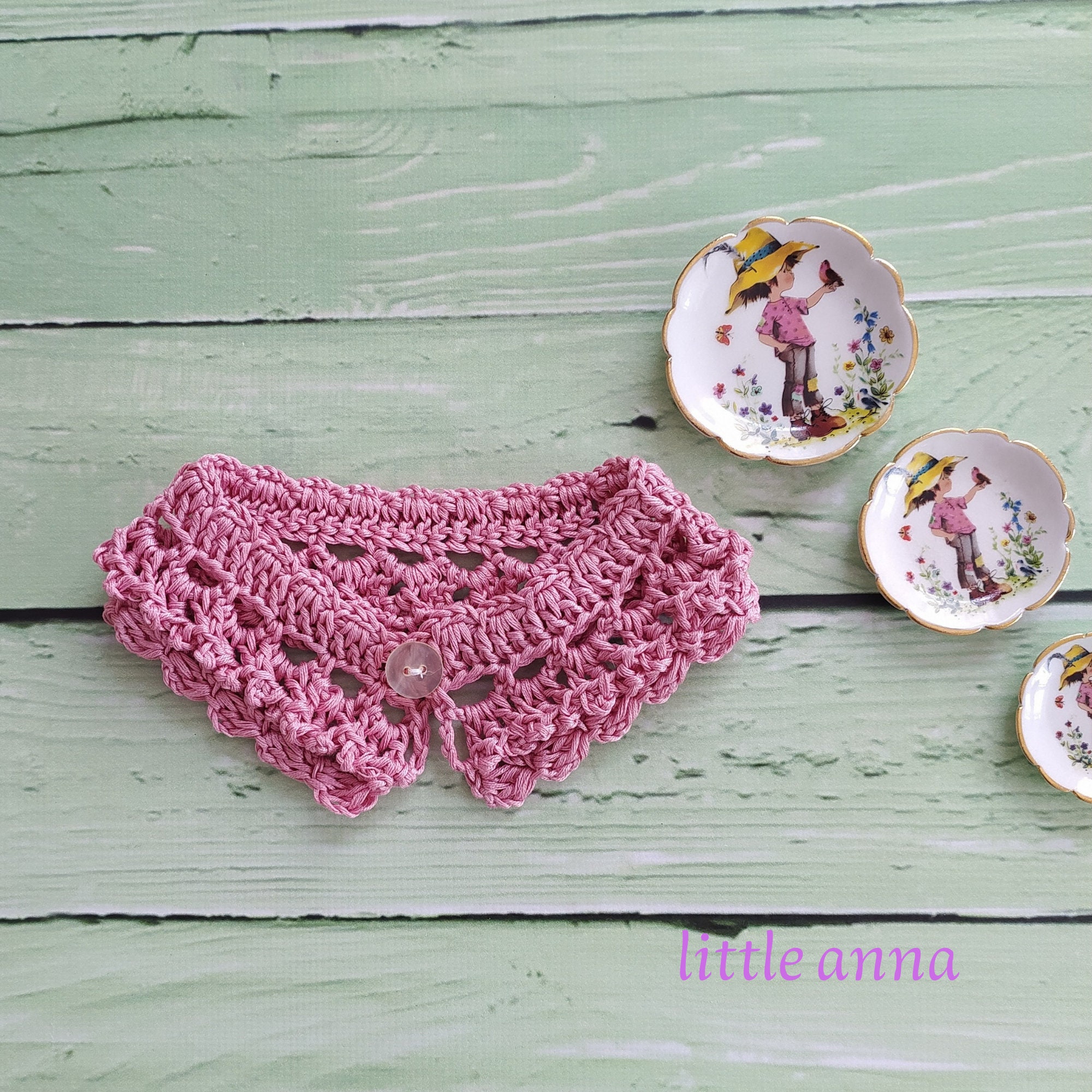 Crochet Pink Lace Collar Crochet Necklace Mom and Daughter - Etsy