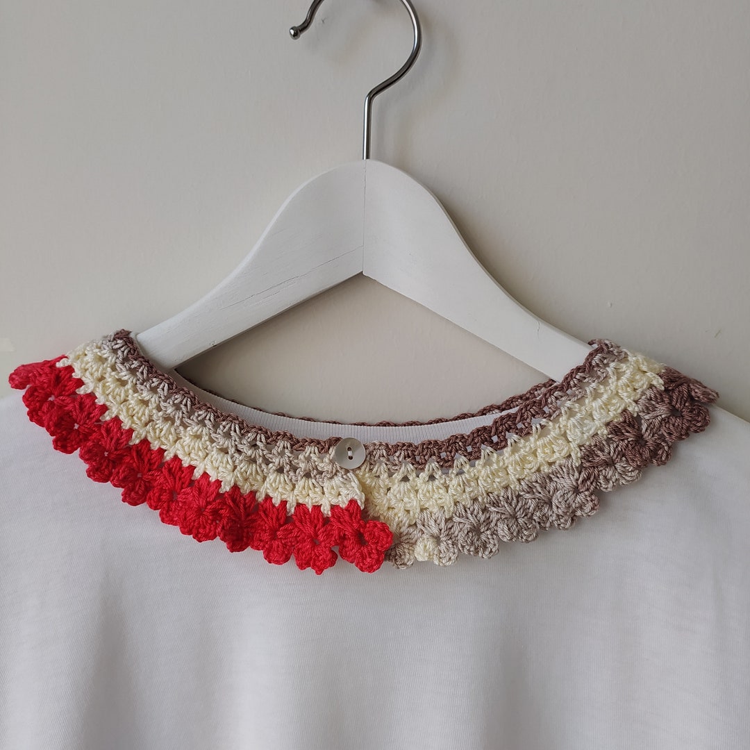 Handmade Colorful Crochet Collar – Multicolor Scalloped Edge Neck ...