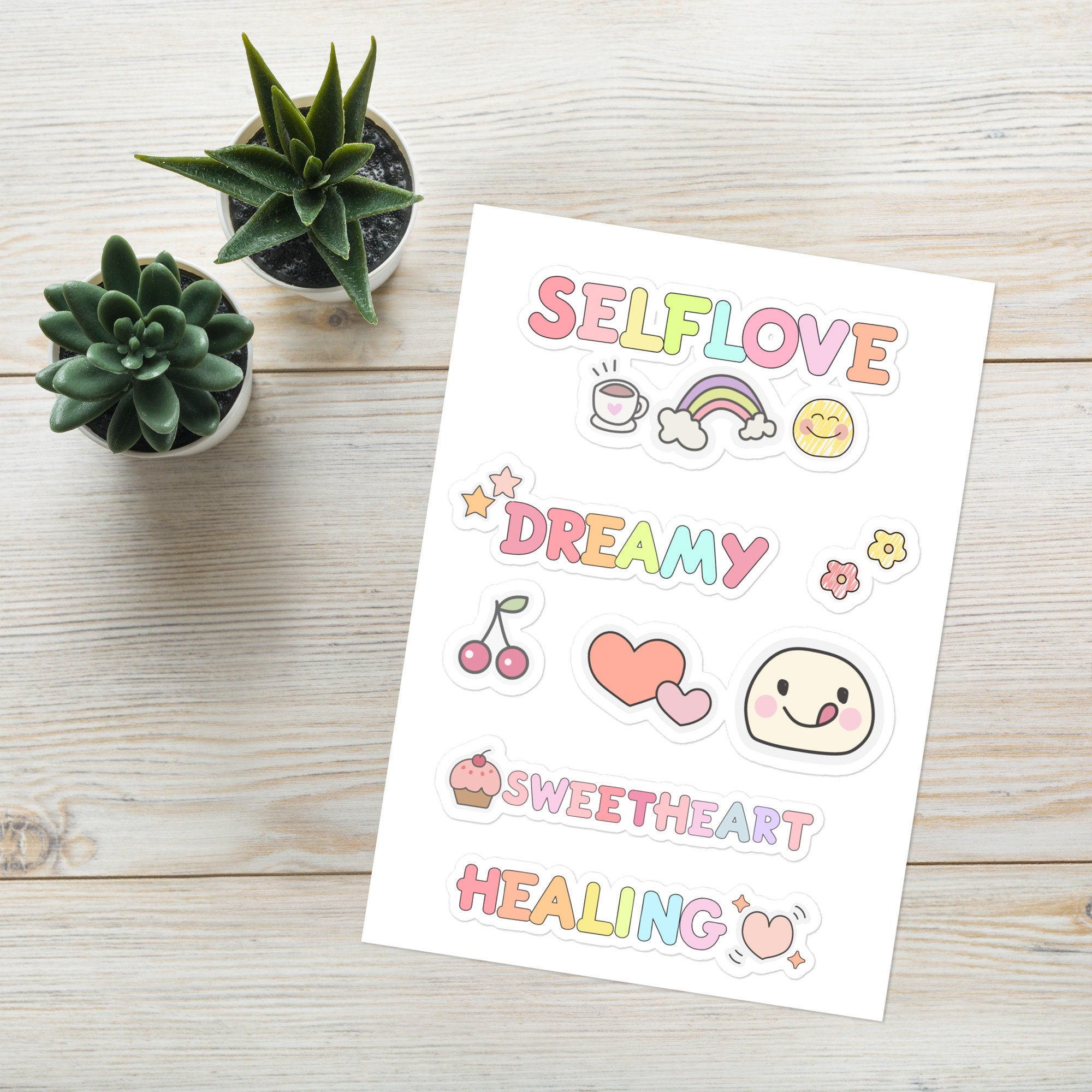 Pastel Rainbow Sticker Set, Self Love Stickers, SELF CARE Sticker Sheet ...