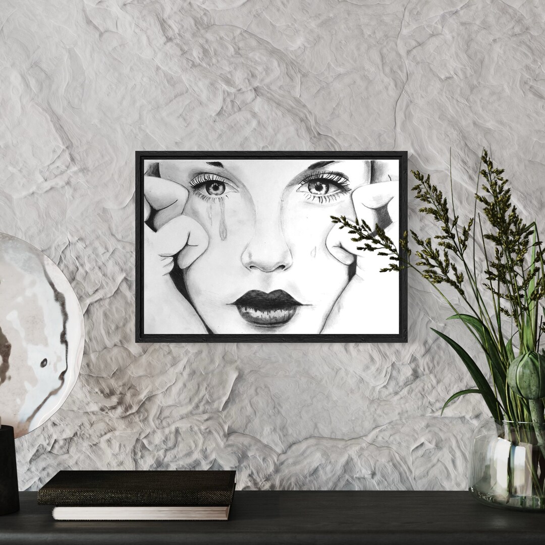 Woman Crying Pencil Drawing Print ~ 13x19in Wall Art - Etsy