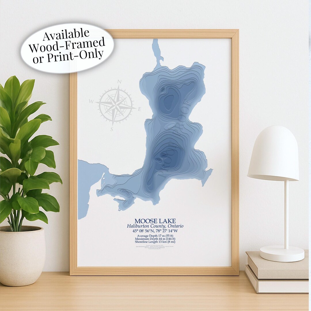 Moose Lake Map | Haliburton County | Custom Lake Map | Bathymetric ...