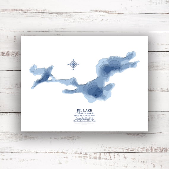 Ril Lake Ontario Bathymetric Map Lake Depth Print - Etsy Canada