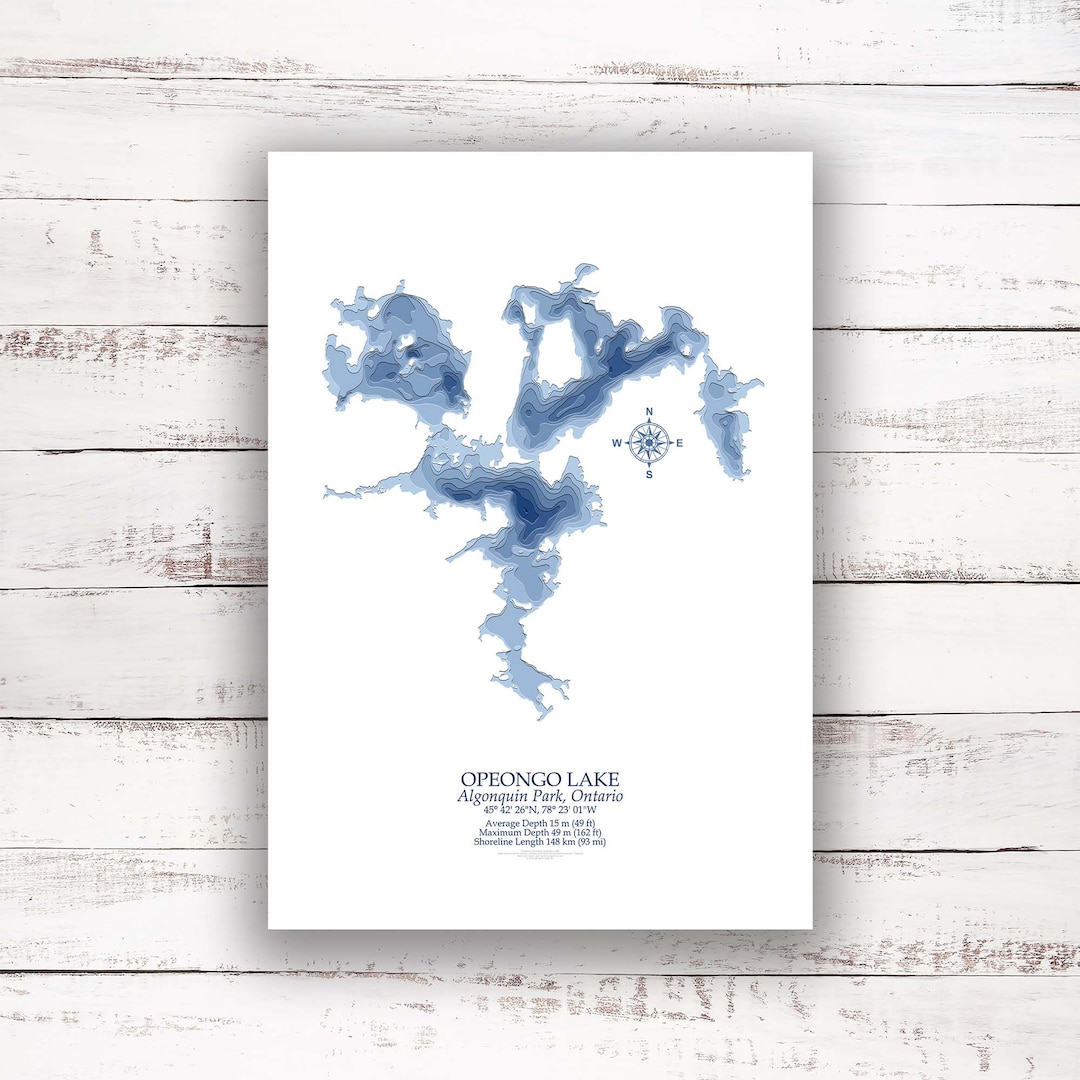 Opeongo Lake Algonquin Park | Digital Download | Bathymetric Map ...