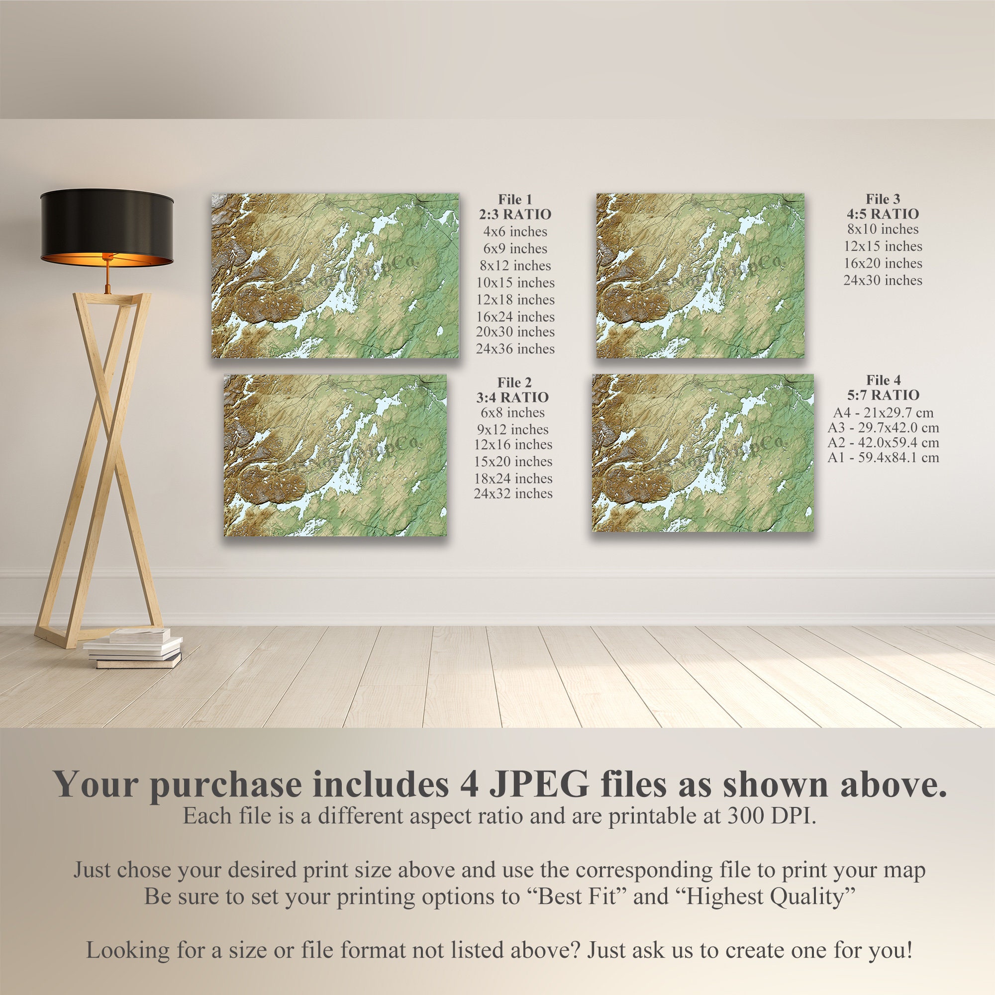 Rideau Lakes Shaded Relief Map Elevation Map Topographic Map Printable ...