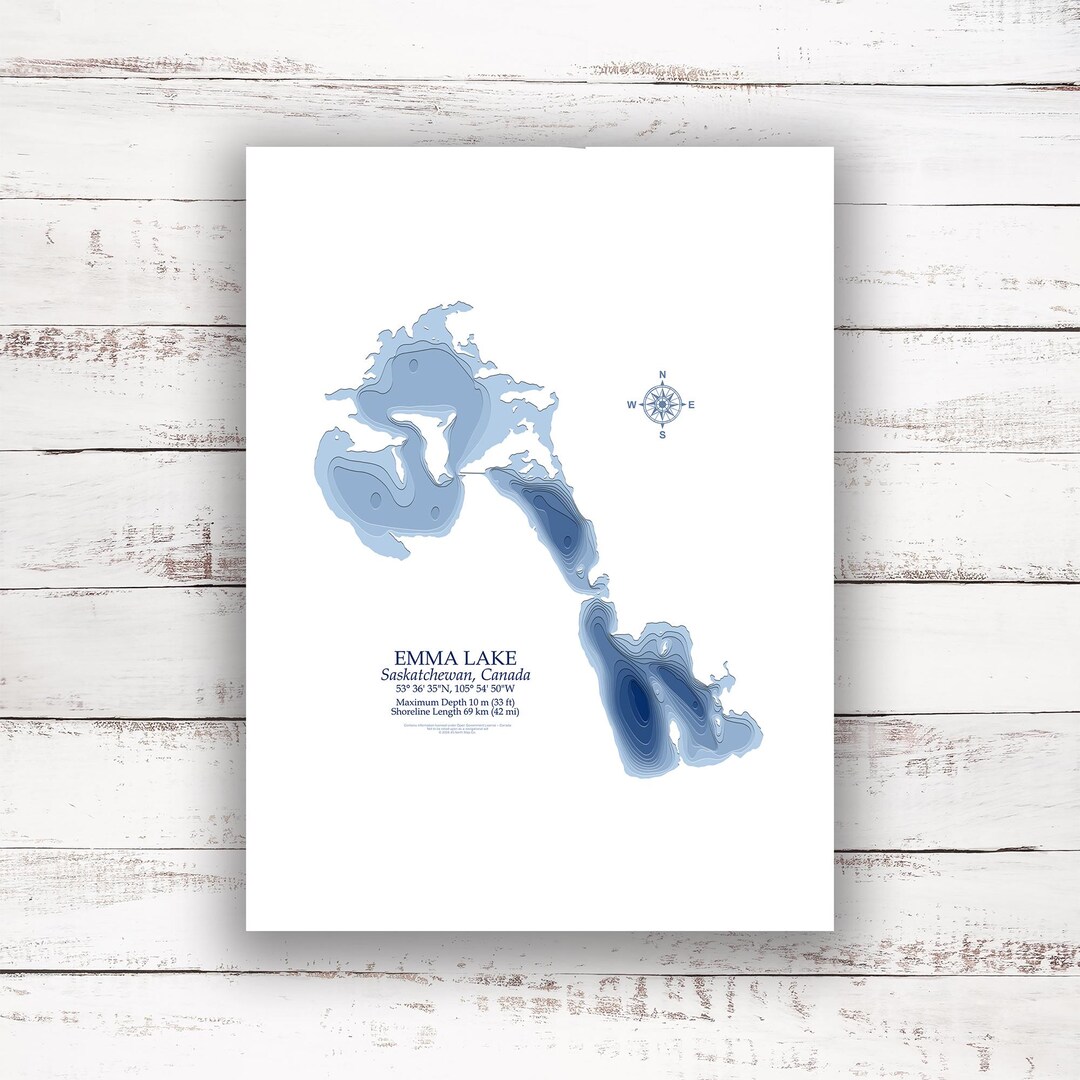 Emma Lake Saskatchewan | Lake Map | Bathymetric Map | Custom Lake Map ...