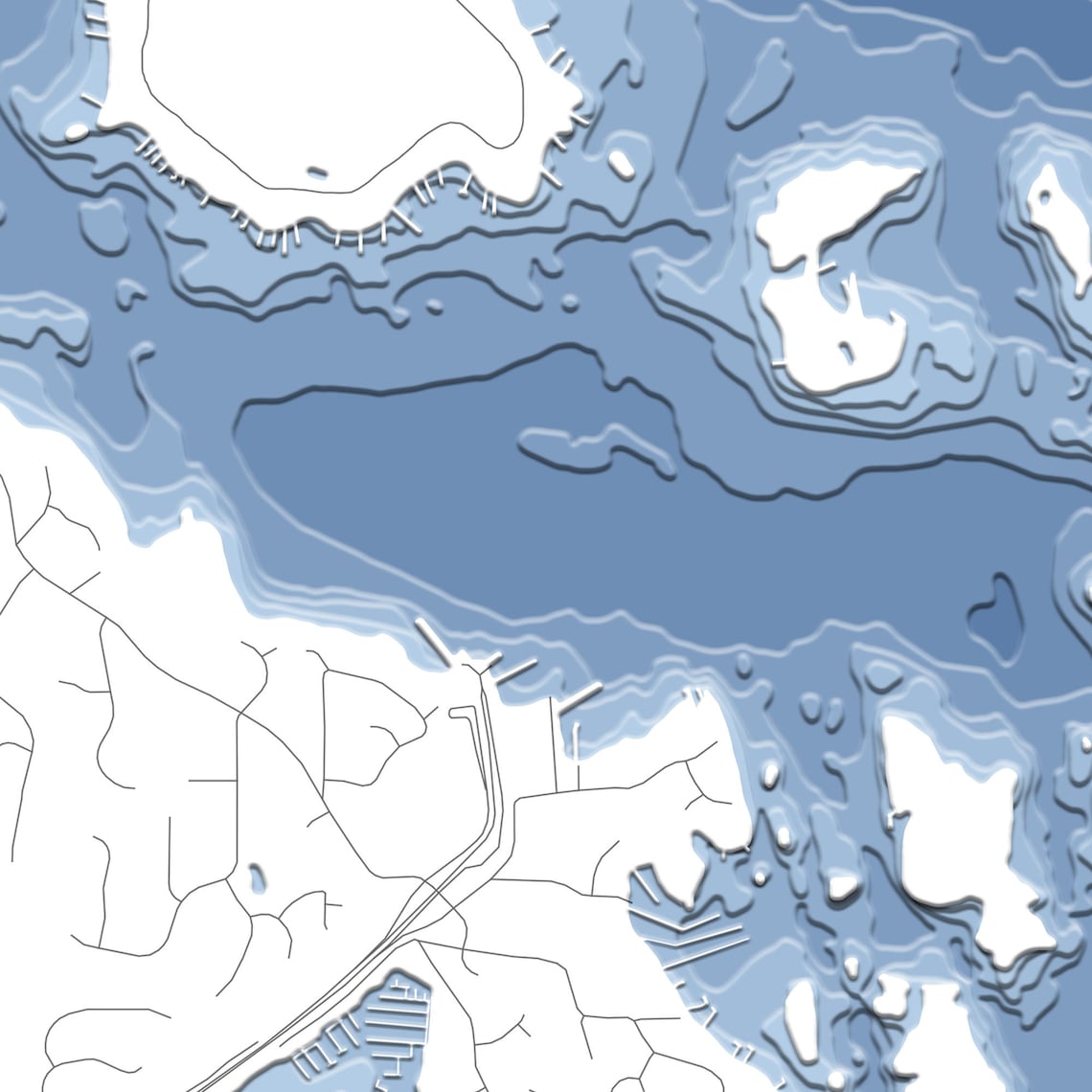 Swartz Bay British Columbia Bathymetric Map Print Poster Custom Print ...