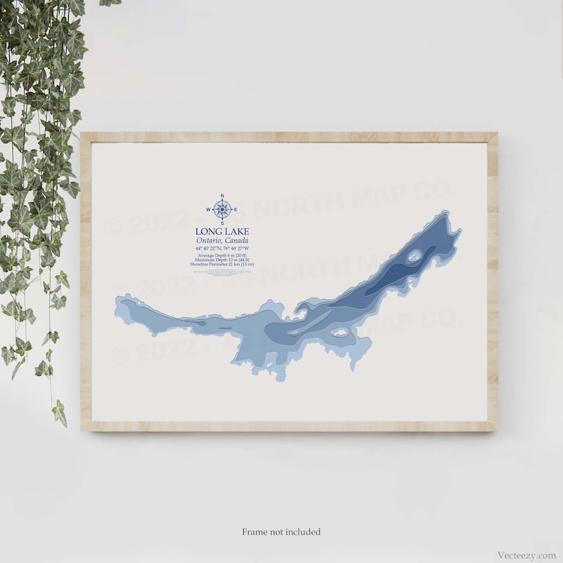 Long Lake Parham Ontario Bathymetric Map Lake Depth Print - Etsy