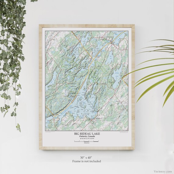 Big Rideau Lake Ontario Topographic Map Print Poster - Etsy
