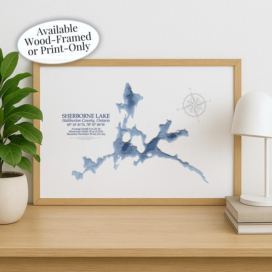 Sherborne Lake Map | Haliburton County | Custom Lake Map | Bathymetric ...