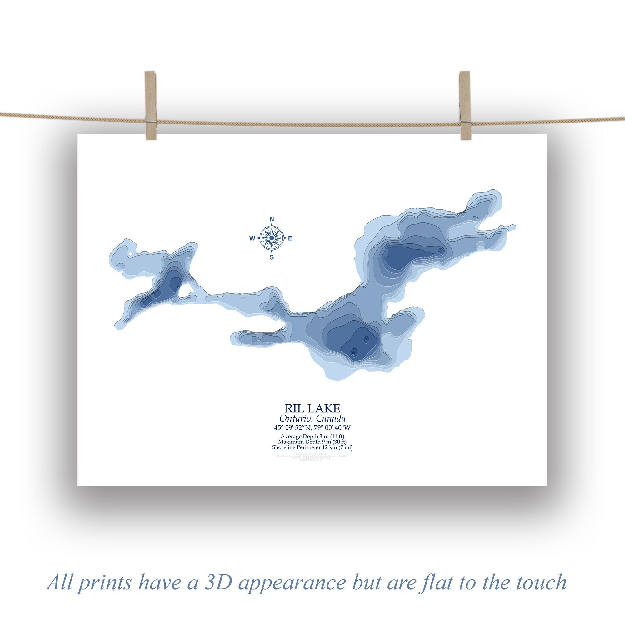Ril Lake Ontario Bathymetric Map Lake Depth Print - Etsy Canada