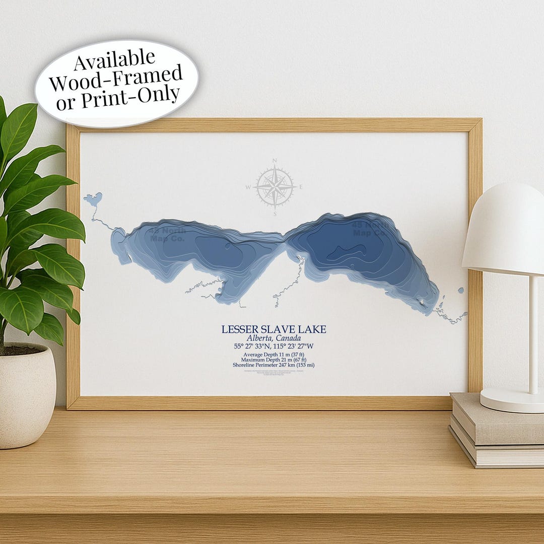 Lesser Slave Lake Map | Alberta Map | Custom Lake Map | Bathymetric ...
