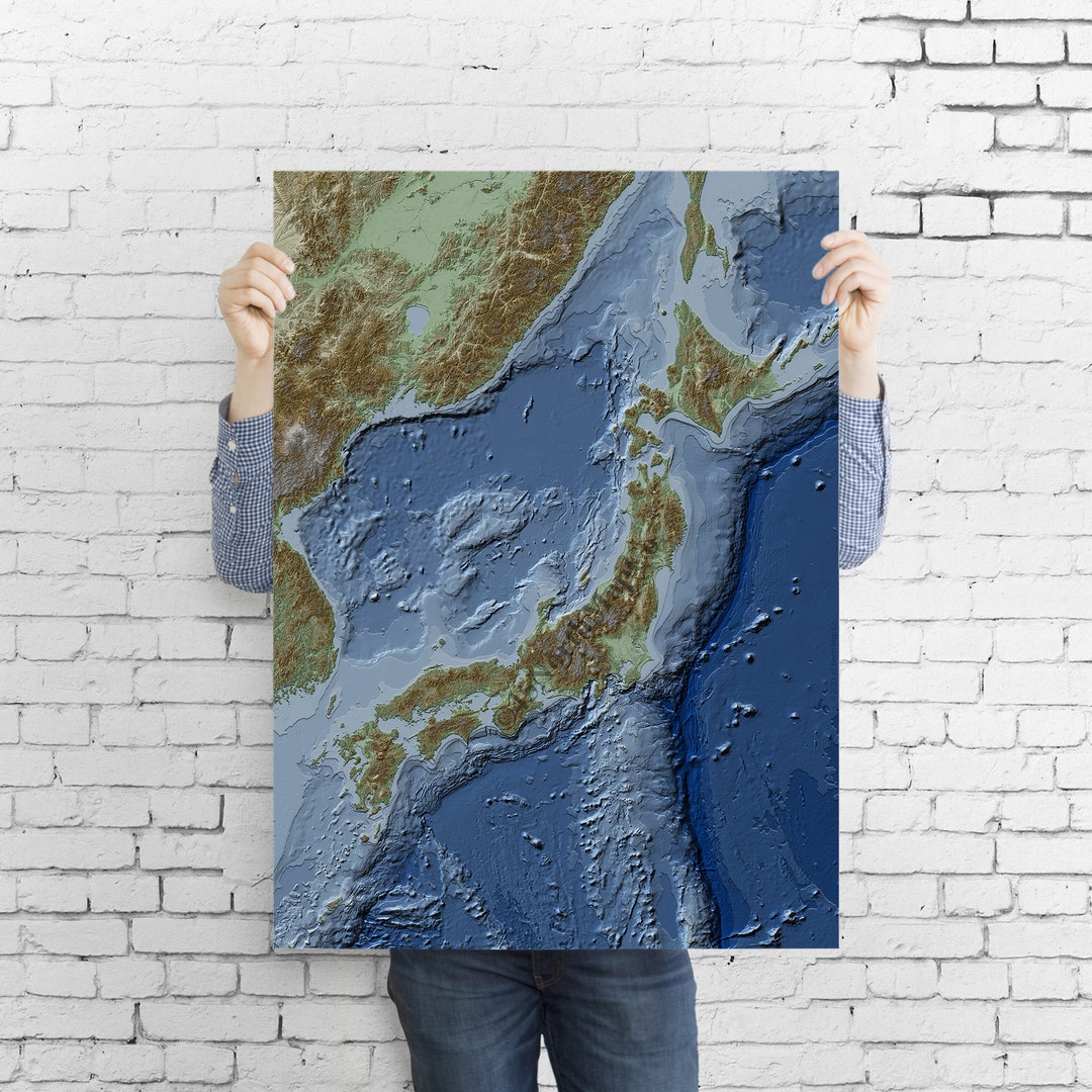 Japan Shaded Relief Bathymetric Map Elevation Map Topographic Map ...