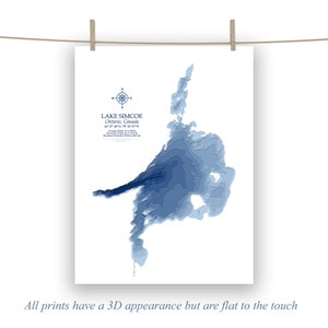 Lake Simcoe Ontario | Bathymetric Map | Print Poster | Custom Lake Map ...