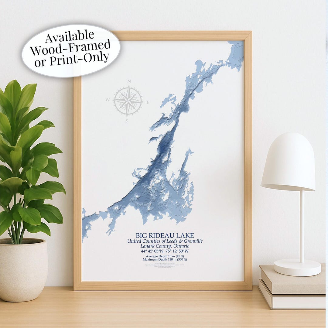 Big Rideau Lake Map | Lanark Leeds Grenville County | Custom Lake Map ...