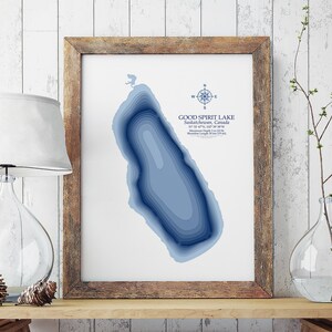 Good Spirit Lake Saskatchewan | Bathymetric Map | Print Poster | Custom ...