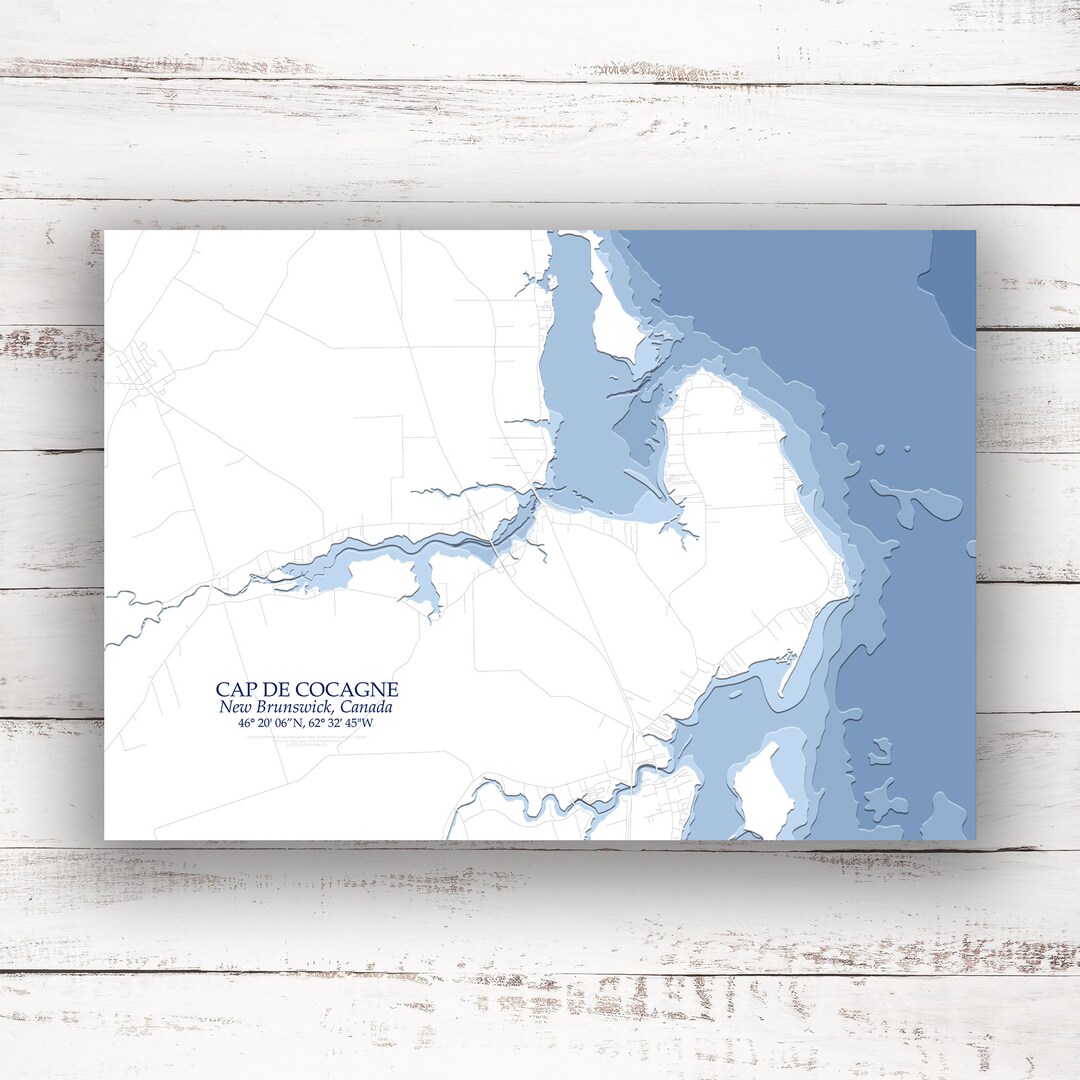Cap De Cocagne New Brunswick | Lake Map | Bathymetric Map | Custom Lake ...
