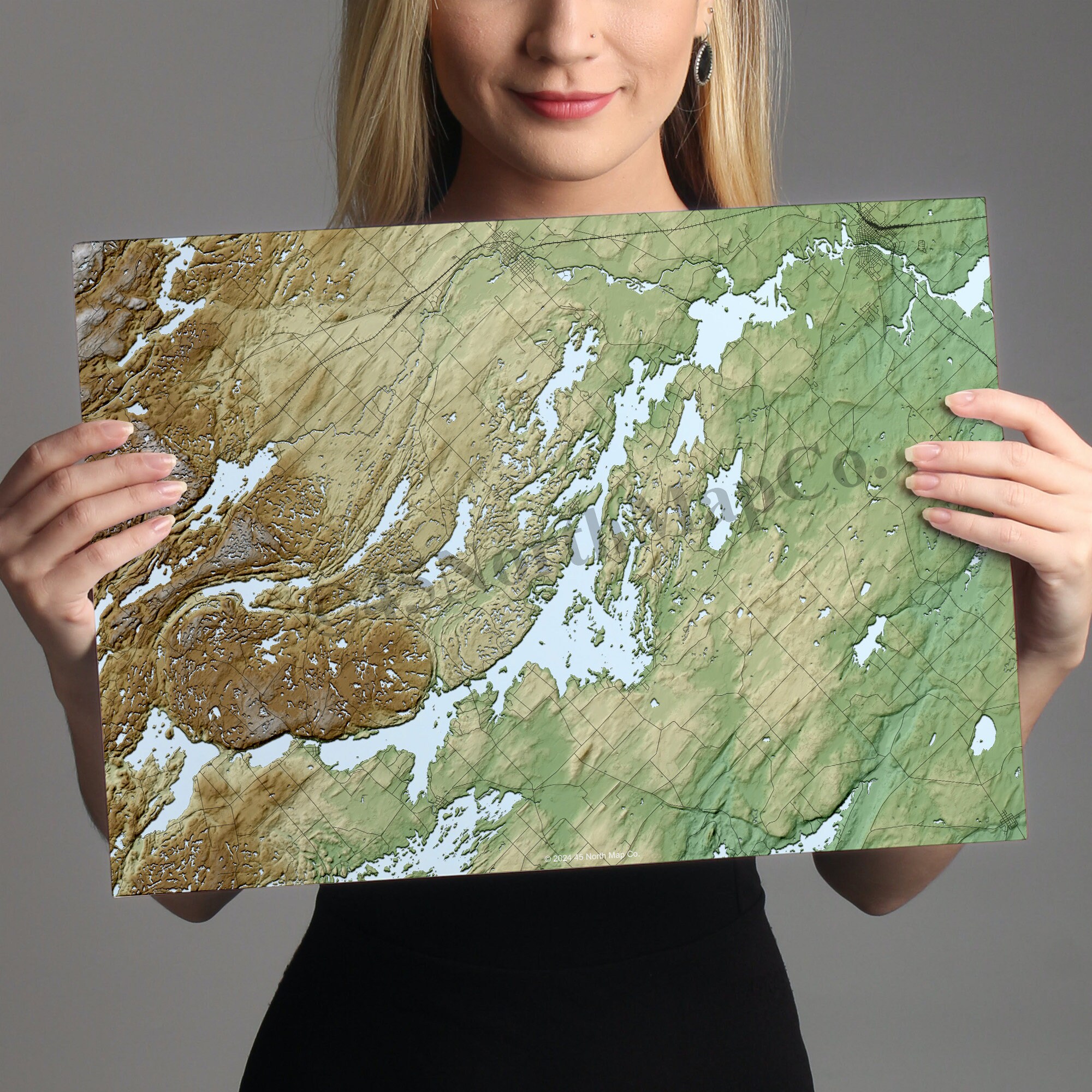 Rideau Lakes Shaded Relief Map Elevation Map Topographic Map Printable ...