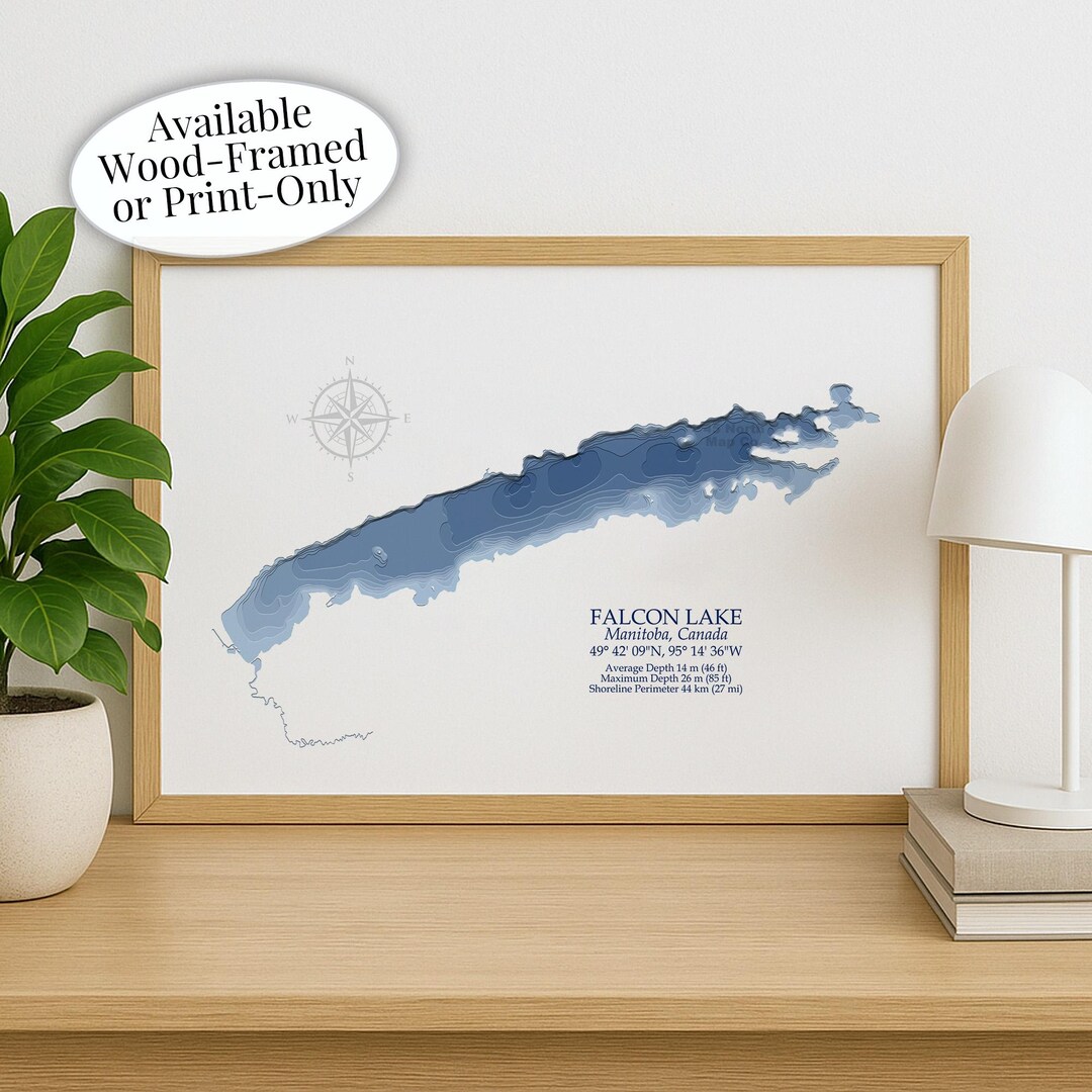Falcon Lake Map | Manitoba Lake Map | Custom Lake Map | Bathymetric ...