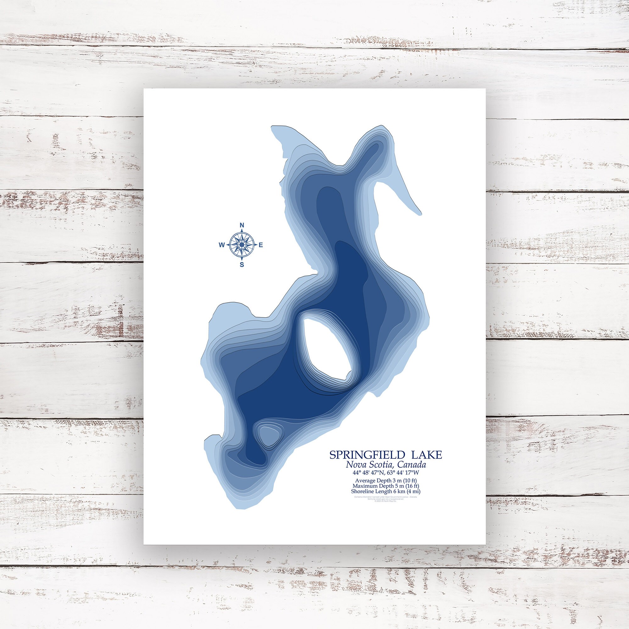 Springfield Lake Nova Scotia Bathymetric Map Print - Etsy Canada