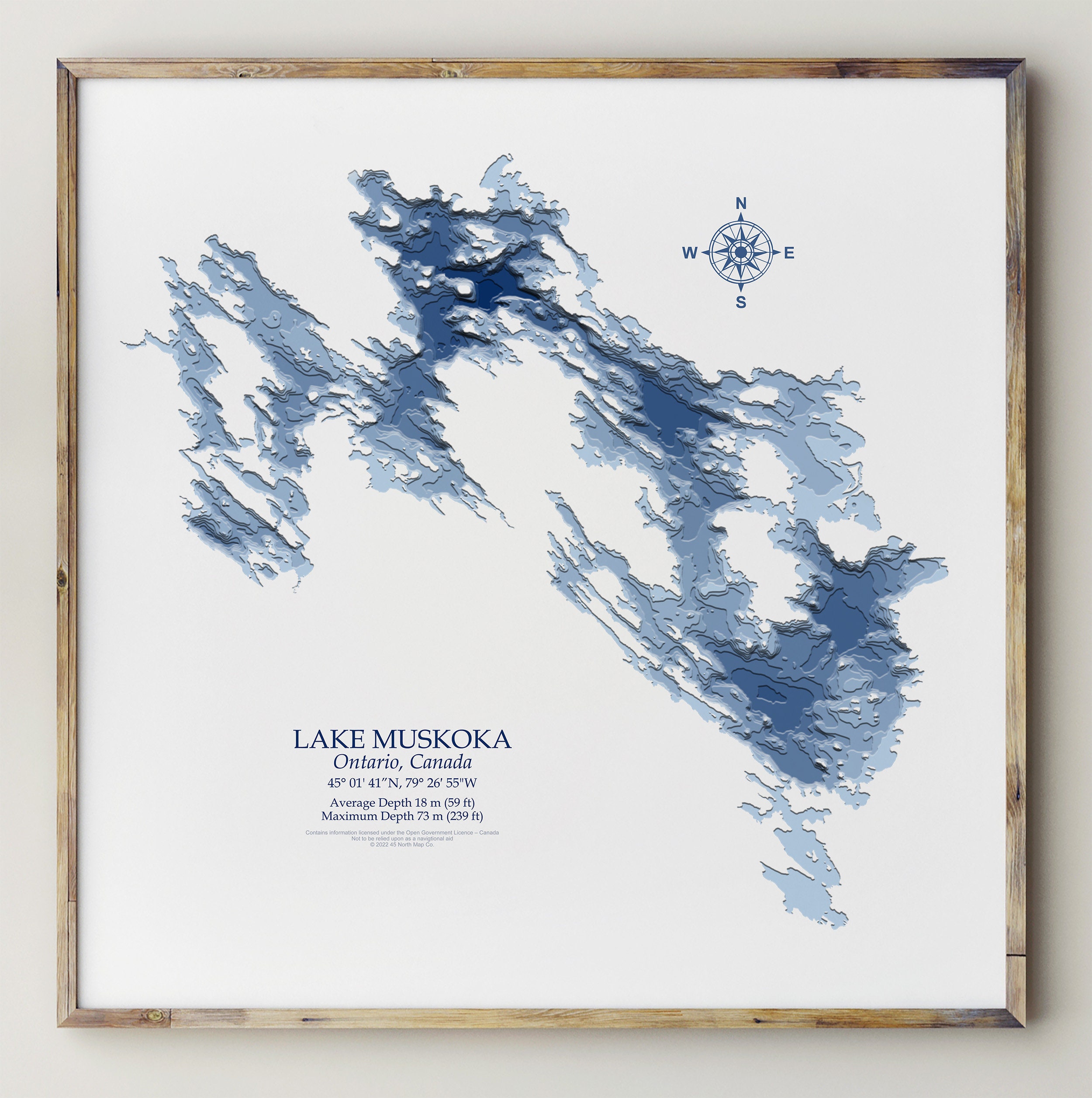 Lake Muskoka Ontario Bathymetric Map Lake Depth Print - Etsy Canada