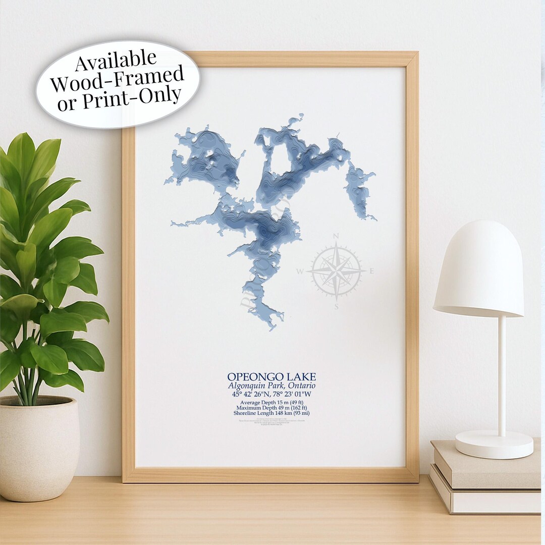 Opeongo Lake Map | Algonquin Park Camping Gift | Custom Lake Map ...