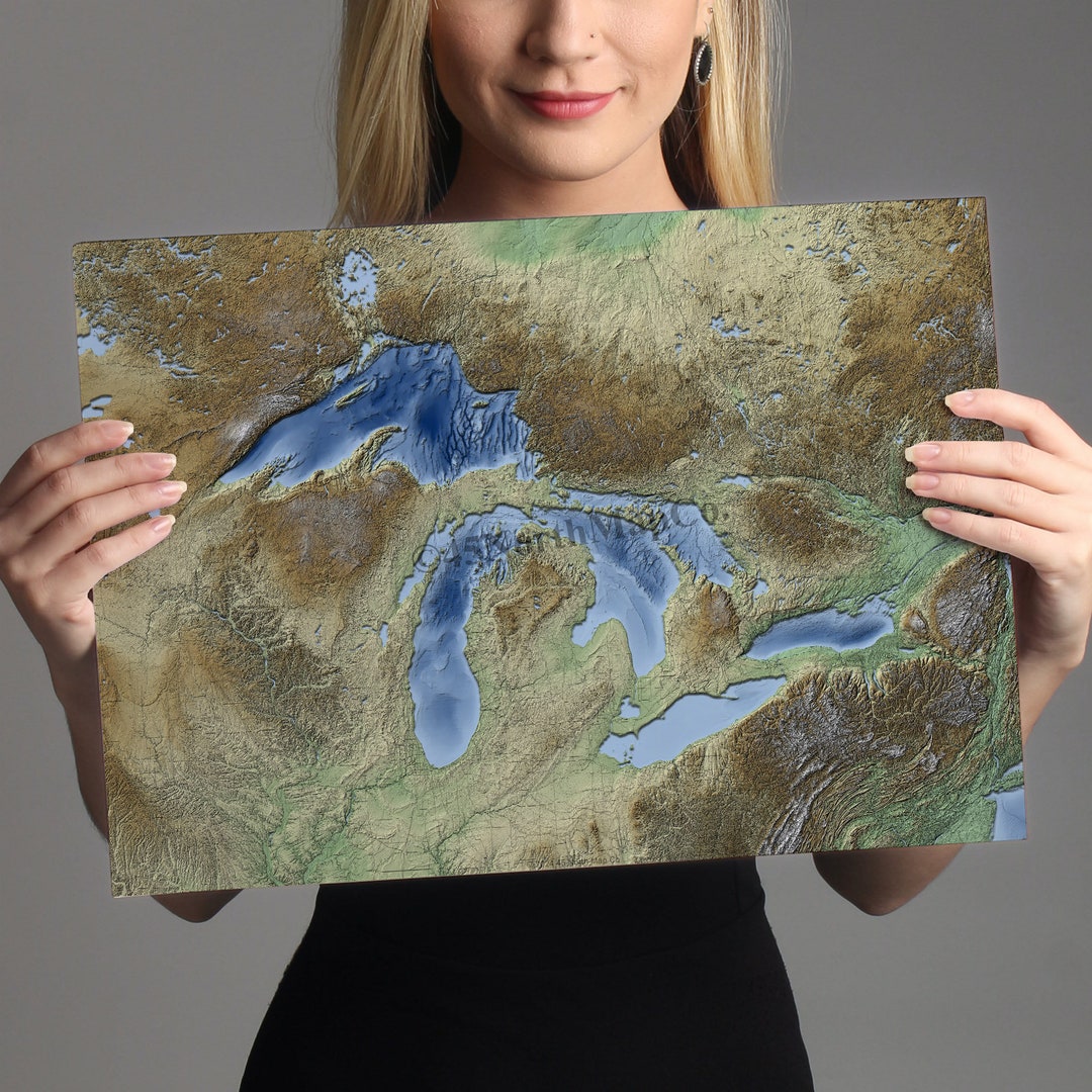 Great Lakes Topographic Map Digital Download Bathymetric Map ... Great Lakes Topographic Map Digital Download Bathymetric Map ...