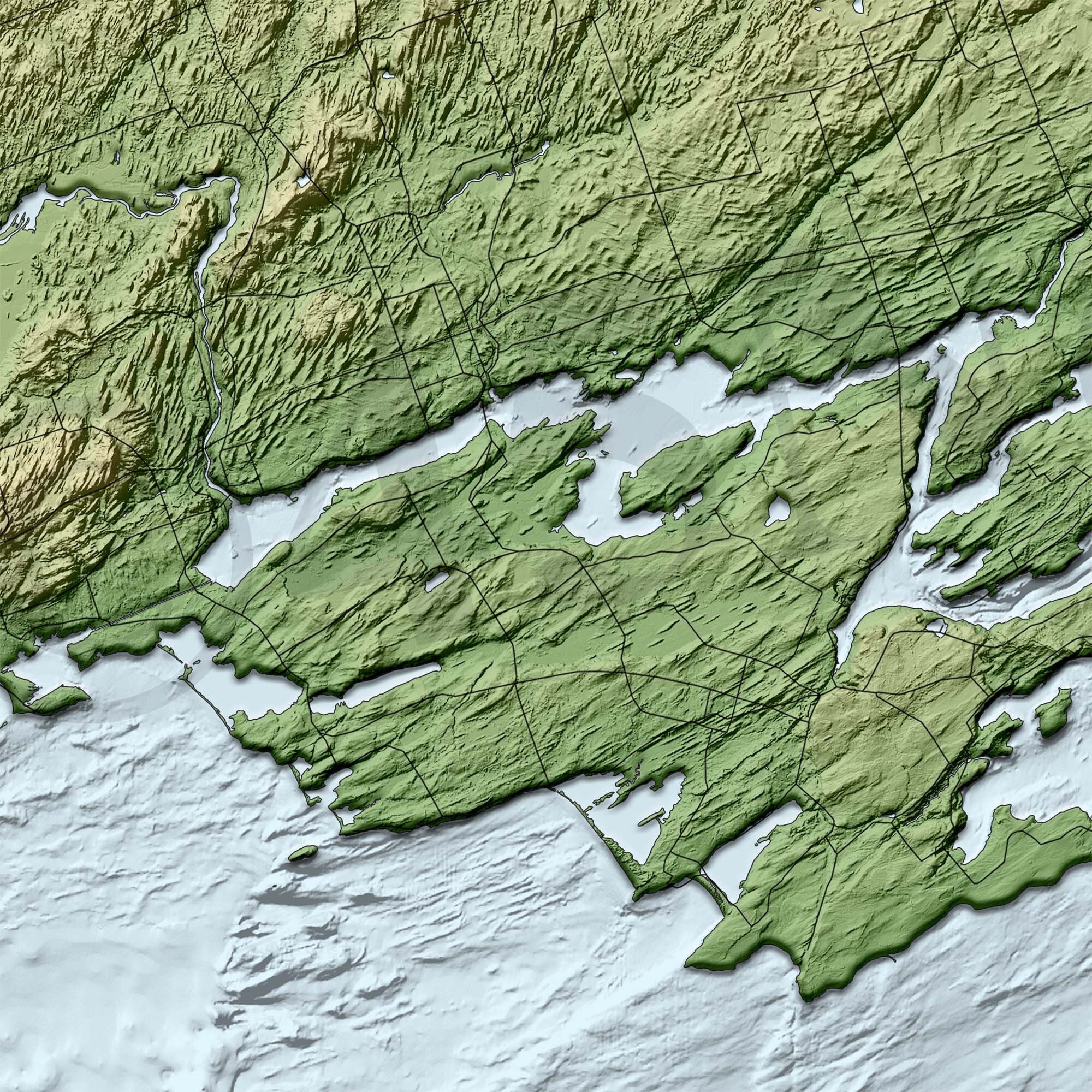 Eastern Ontario Shaded Relief Map Elevation Map Topographic Map ...