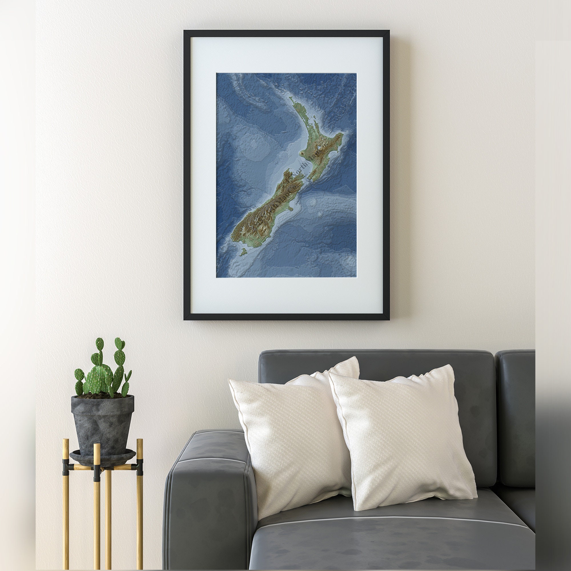 New Zealand Shaded Relief Bathymetric Map Elevation Map Topographic Map ...