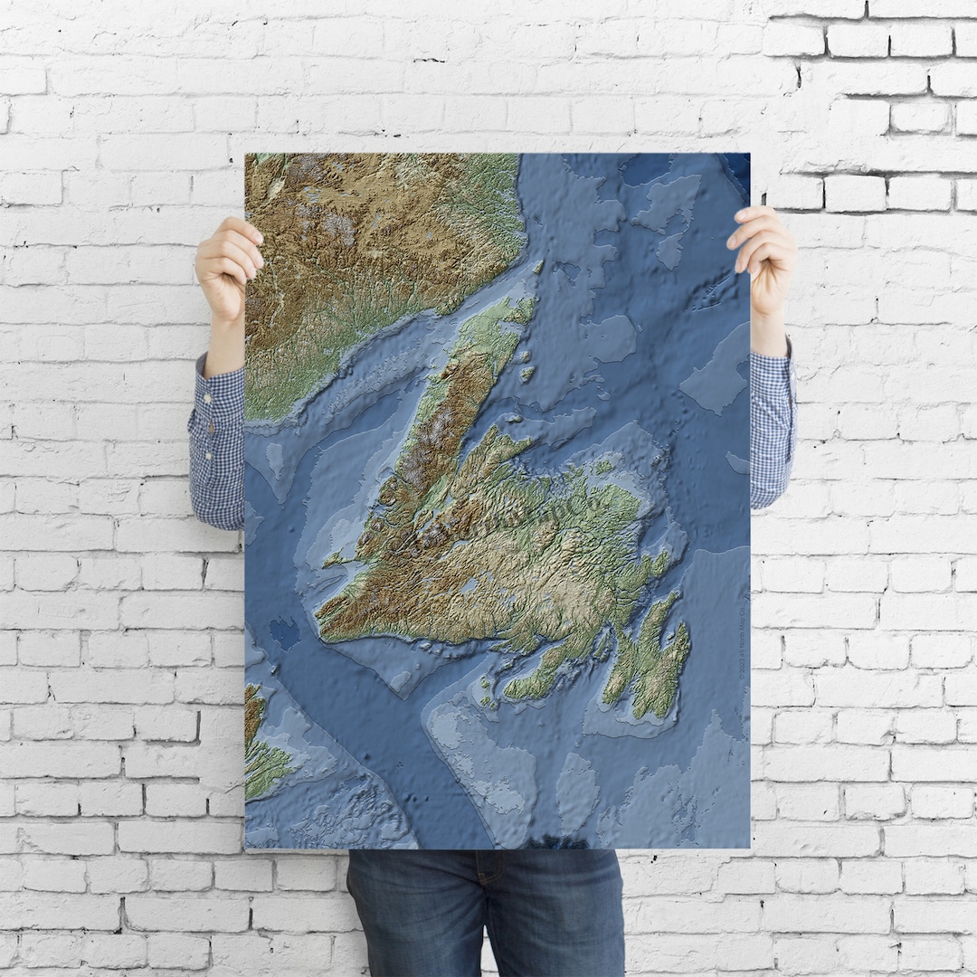 Newfoundland Shaded Relief Bathymetric Map Elevation Map Topographic ...