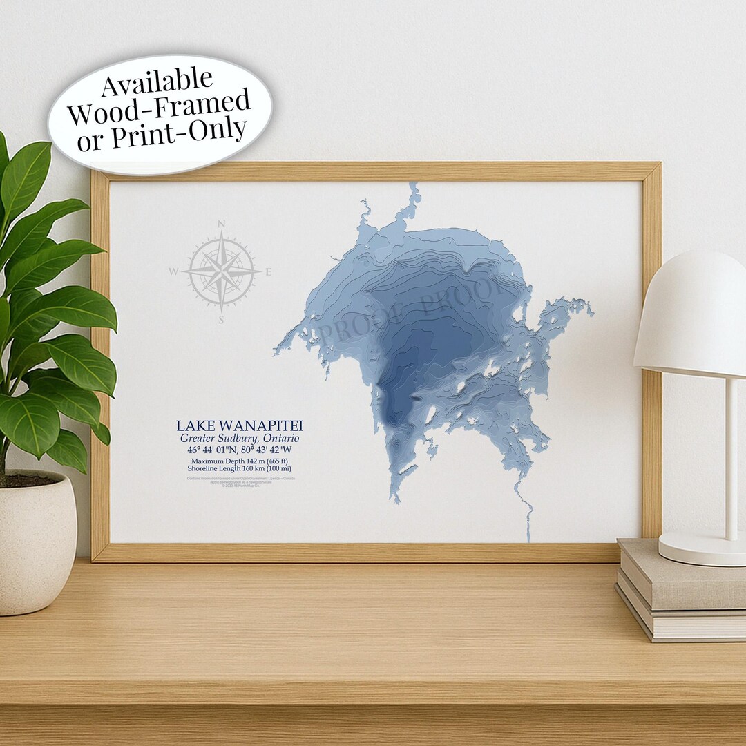 Lake Wanapitei Map | Sudbury Ontario | Custom Lake Map | Bathymetric ...