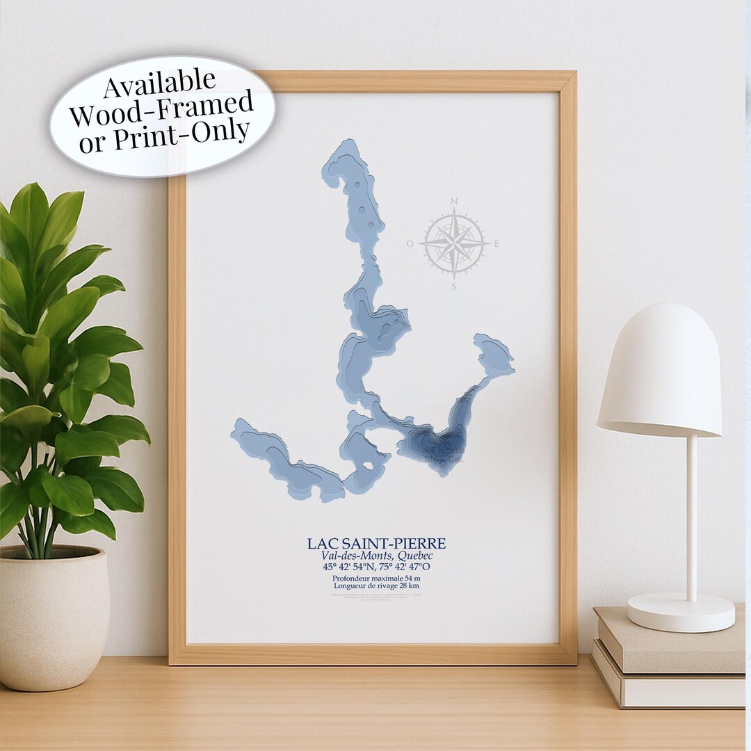 Lac St Pierre Map | Val-des-monts Quebec | Custom Lake Map ...
