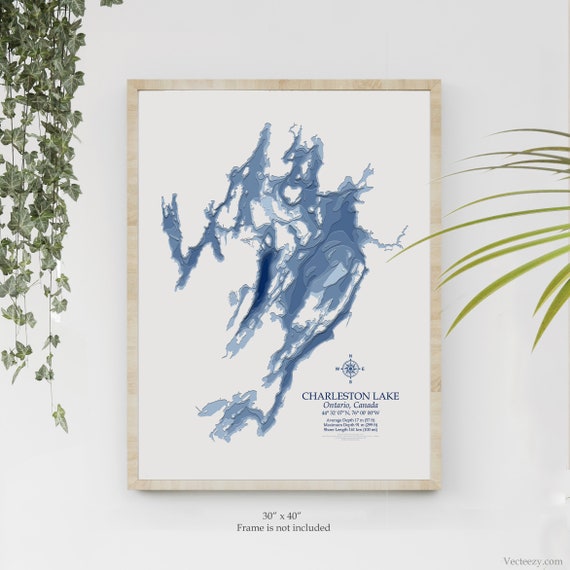 Charleston Lake Ontario Bathymetric Map Lake Depth Print - Etsy Canada