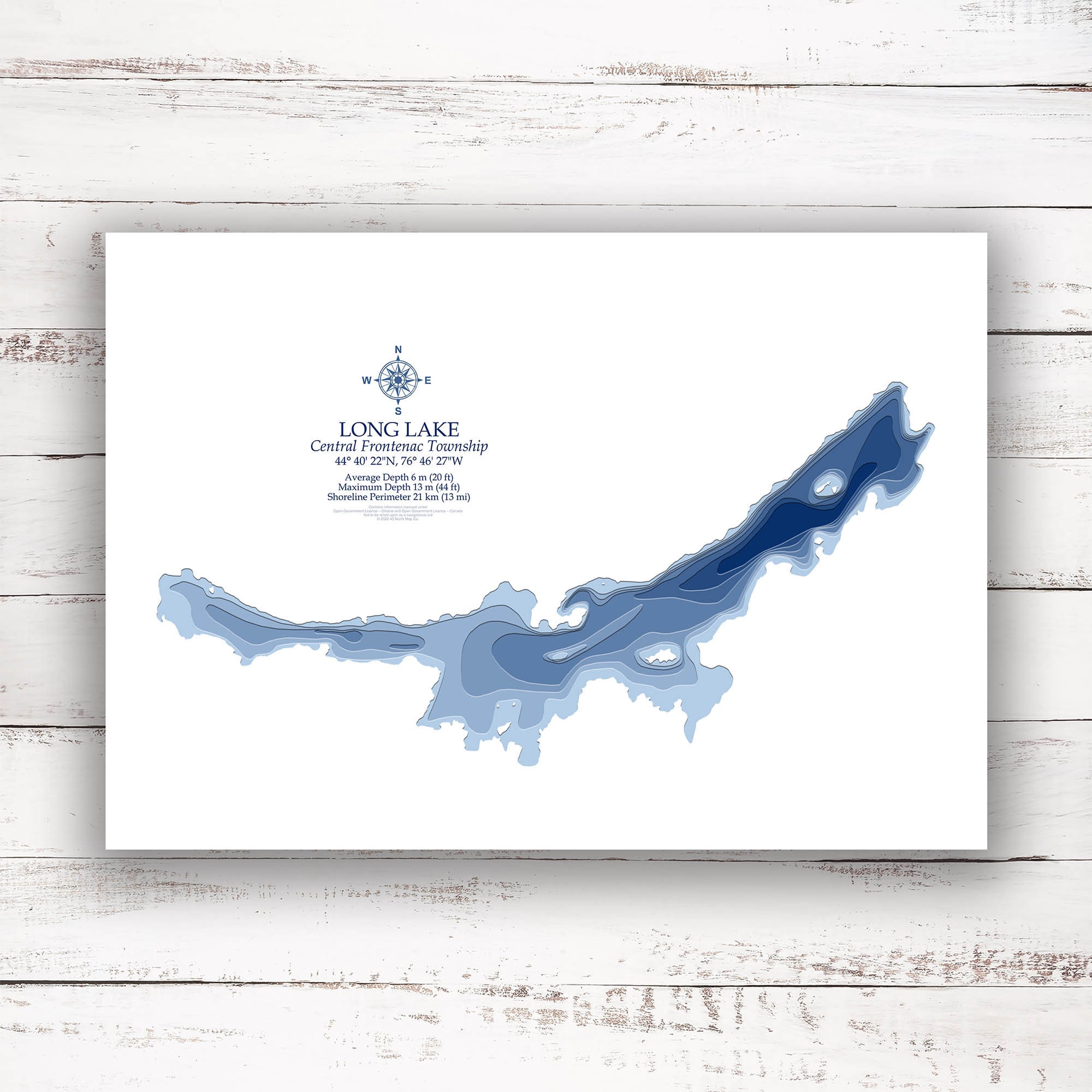 Long Lake Parham Ontario Bathymetric Map Lake Depth Print - Etsy