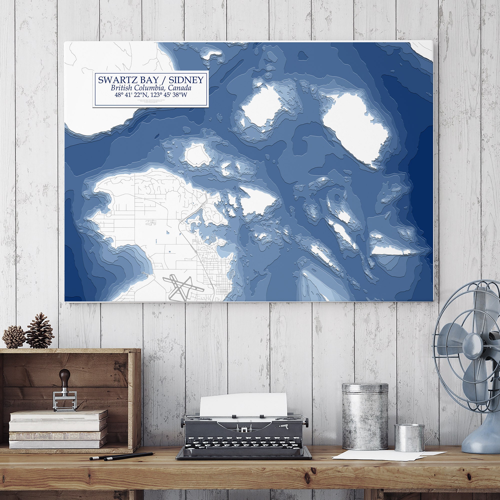 Swartz Bay British Columbia Bathymetric Map Print Poster Custom Print ...