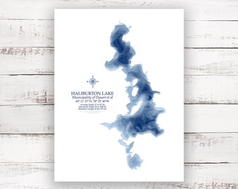 Lake Simcoe Ontario Bathymetric Map Print Poster Custom Lake Map ...