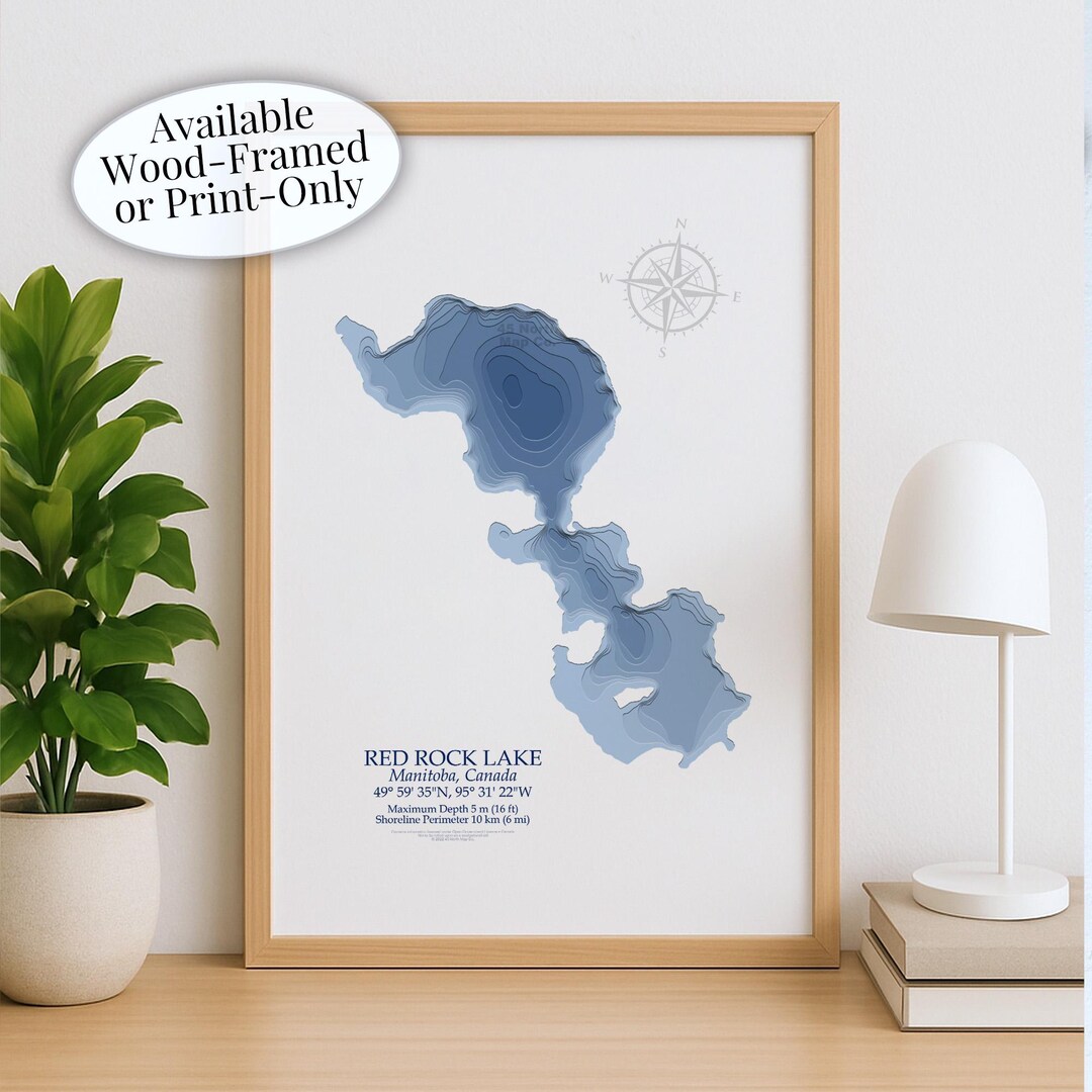 Red Rock Lake Map | Manitoba Lake Map | Custom Lake Map | Bathymetric ...