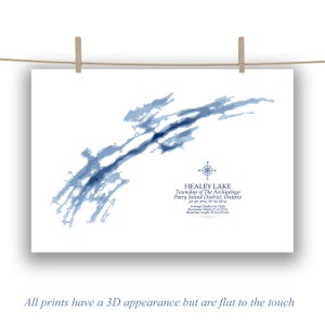 Healey Lake Parry Sound | Bathymetric Map | Print Poster | Custom Lake ...