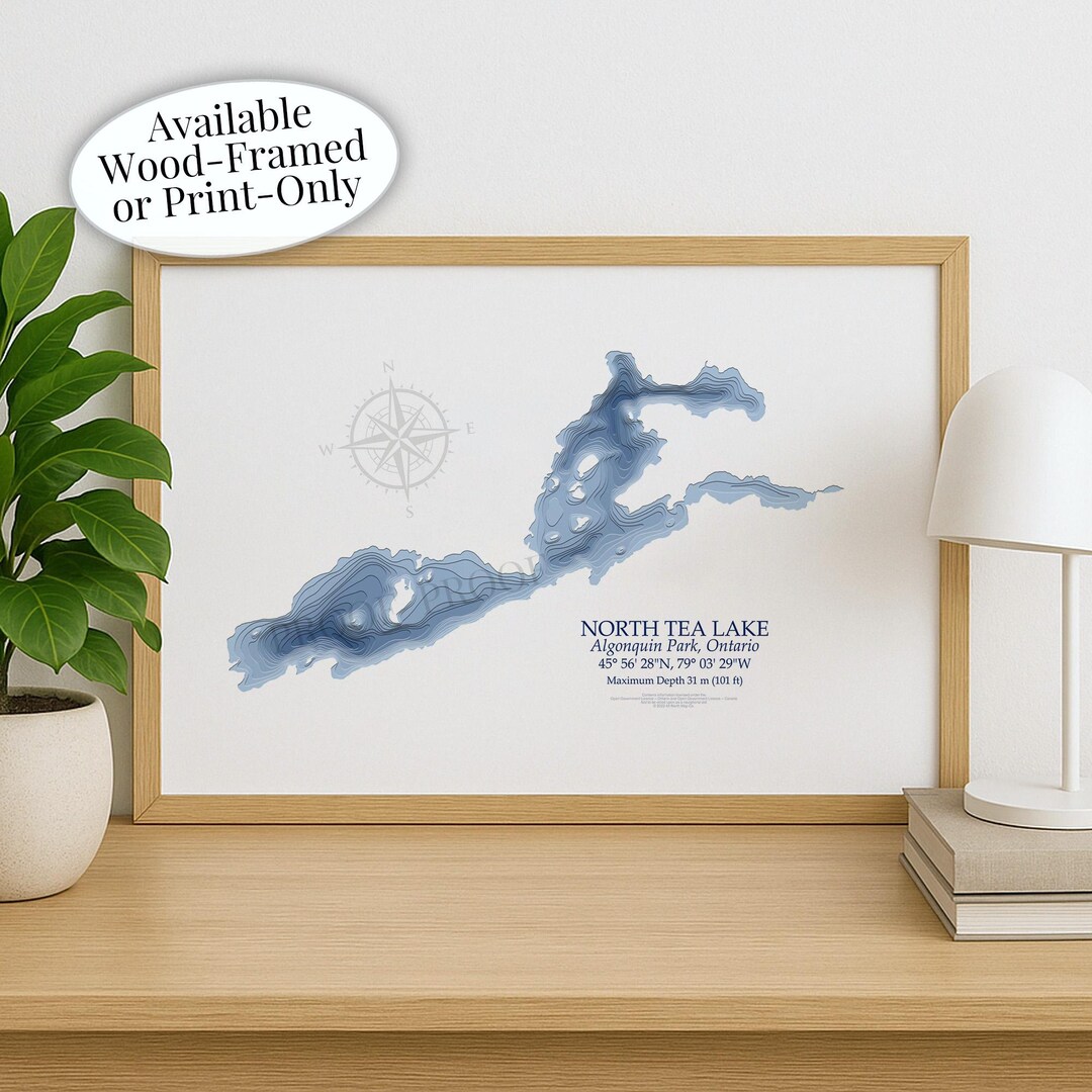 North Tea Lake Map | Algonquin Park | Custom Lake Map | Bathymetric ...