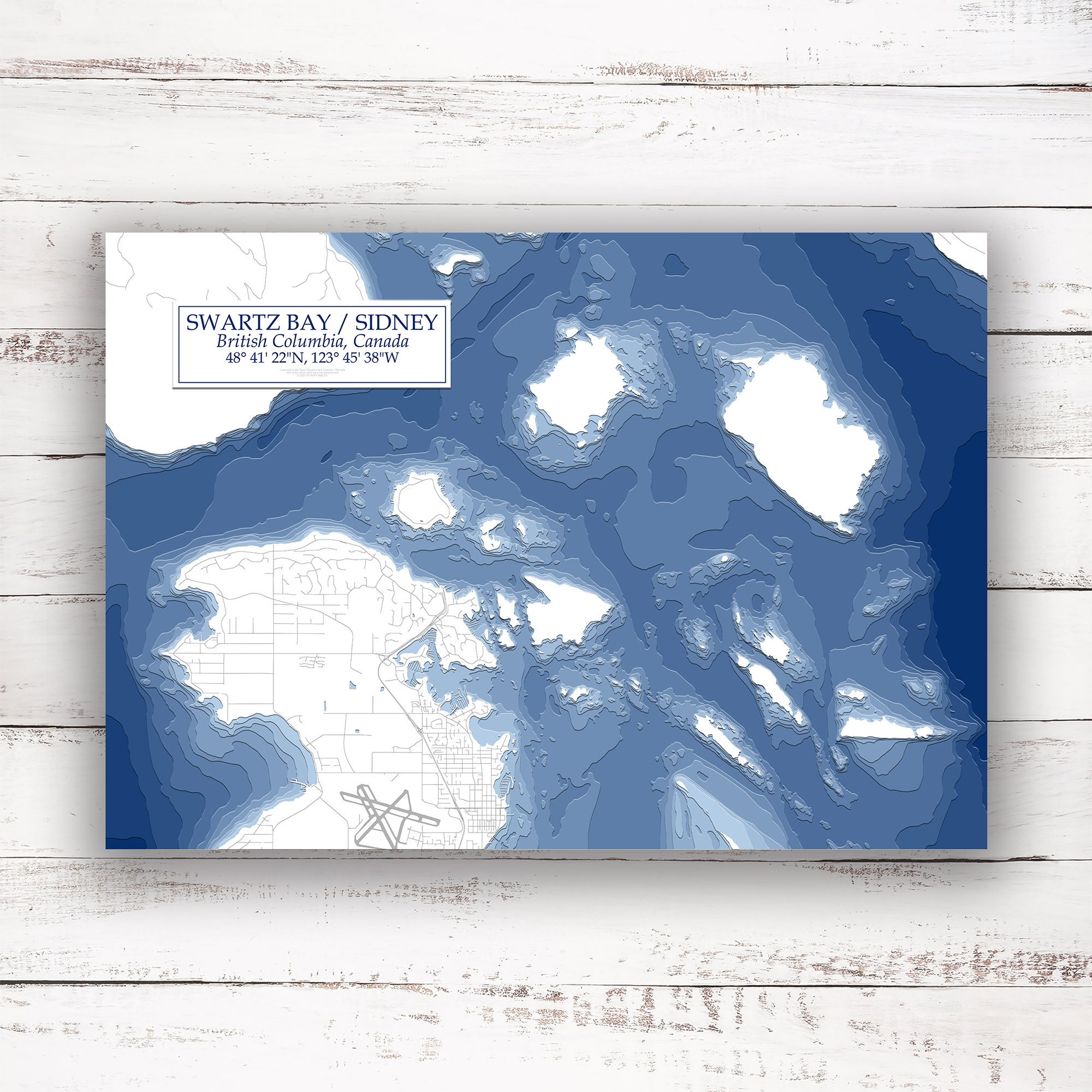 Swartz Bay British Columbia Bathymetric Map Print Poster Custom Print ...