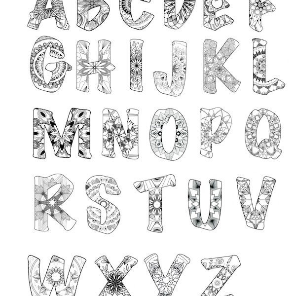 Printable Mandala Alphabet - Etsy