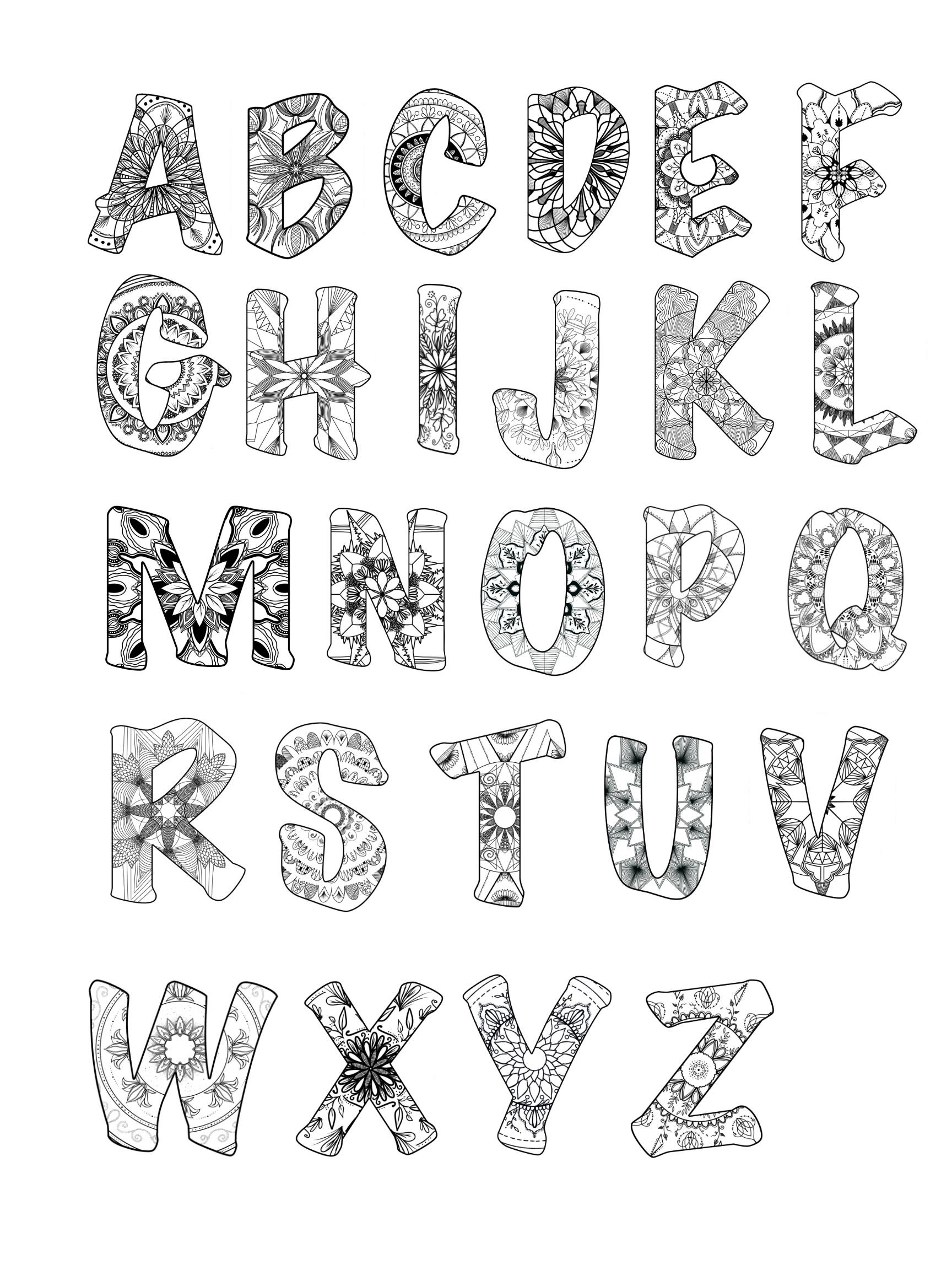 Mandala Alphabet Letters/coloring Printable - Etsy